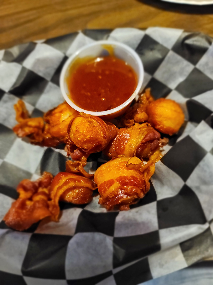 These golden-fried morsels with dipping sauce are the kind of appetizer that disappears before anyone admits to eating them.