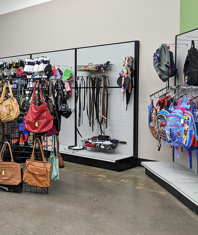 The handbag corner &ndash; where designer dreams meet practical budgets. That red leather number has stories to tell from its previous life.