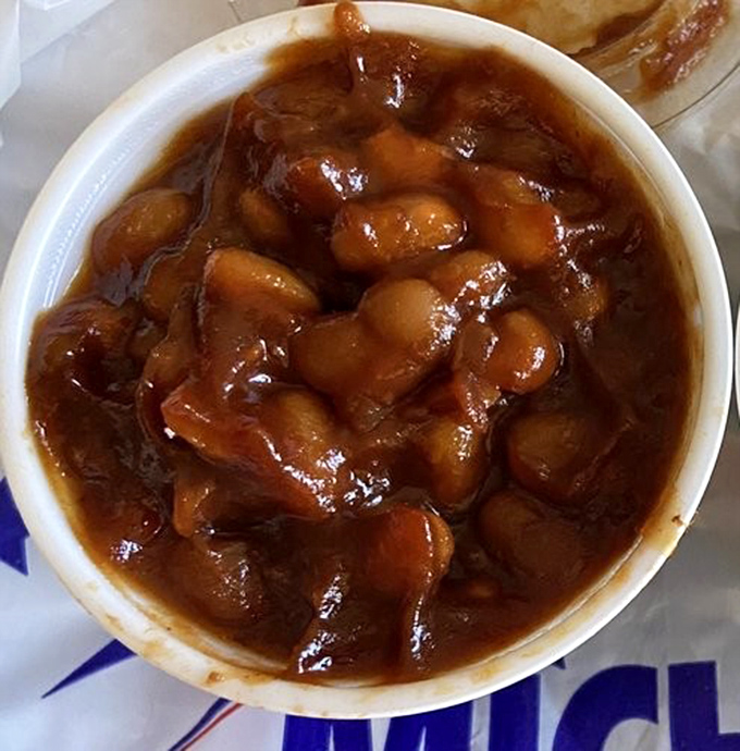 Baked beans that have clearly been introduced to their meaty neighbors. Rich, sweet, and complex&mdash;the supporting actor that steals scenes.