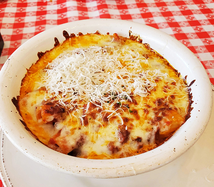 Baked rigatoni with a golden cheese crown&mdash;proof that bubbling cheese is nature's most perfect food group.