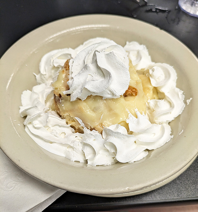 Banana pudding crowned with a cloud of whipped cream&mdash;the kind of dessert that makes you close your eyes on the first bite and forget about your diet resolutions.