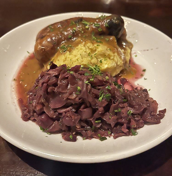 Bangers and mash elevated to an art form that would impress even the pickiest pub critic.