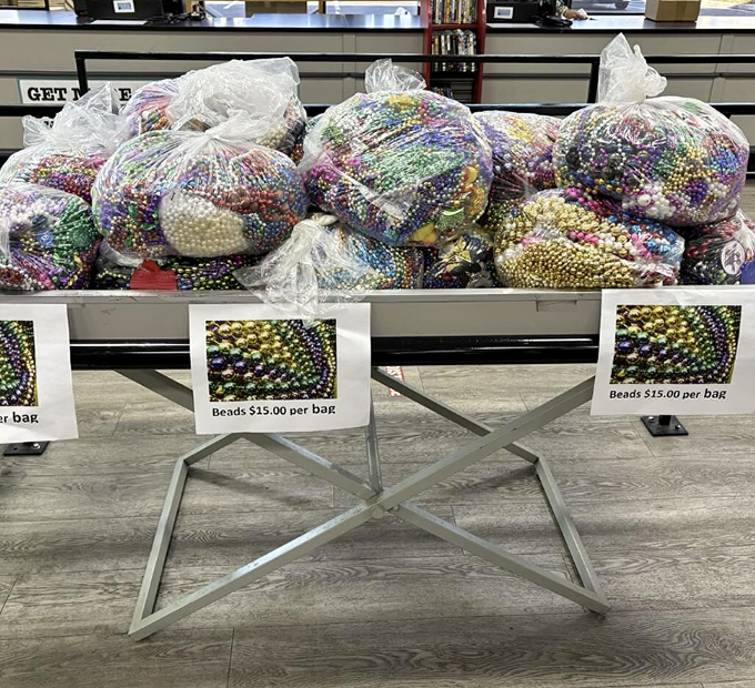 Mardi Gras meets crafting paradise! These bead bags contain enough potential necklaces to make you the most popular person at any parade.