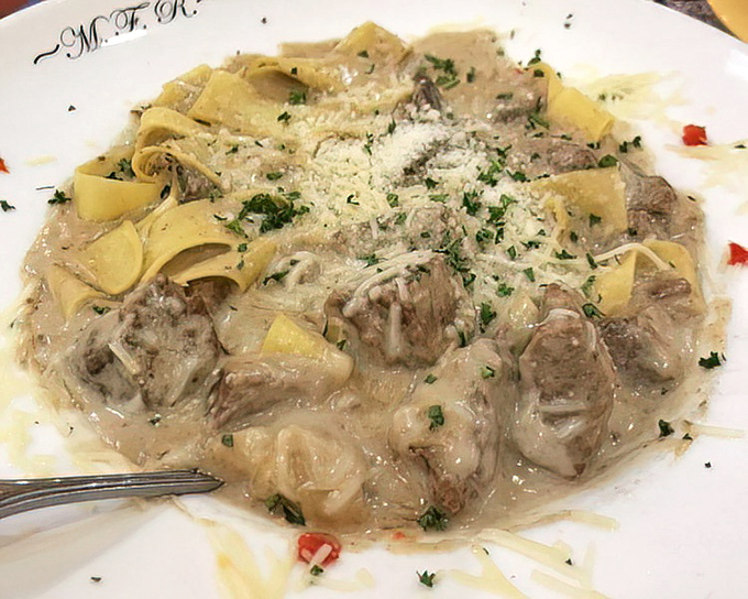 Beef stroganoff that would make a Russian grandmother nod in approval&mdash;tender meat and creamy sauce creating comfort food diplomacy.
