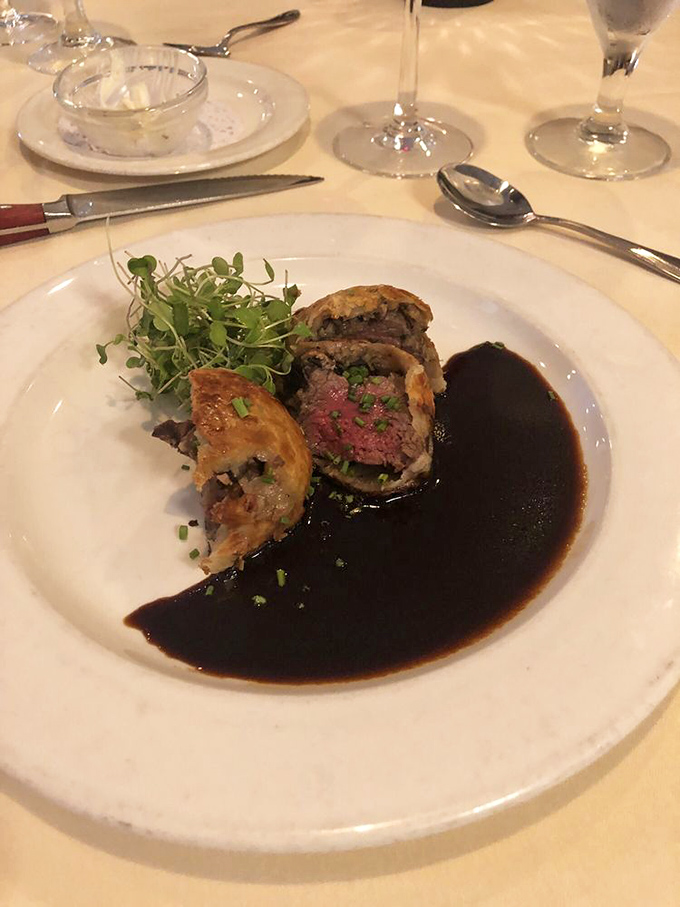 Beef Wellington: where pastry and beef live together in perfect harmony. Like Elton John and Bernie Taupin, but edible and with mushrooms.