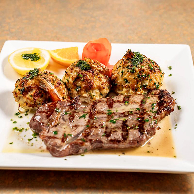 Surf meets turf in a presentation that would make any steakhouse jealous.