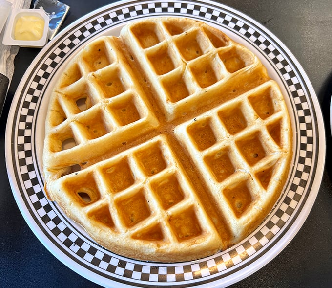 The Belgian waffle that launched a thousand diets&mdash;perfectly golden with deep pockets practically begging for butter and syrup to move in permanently.