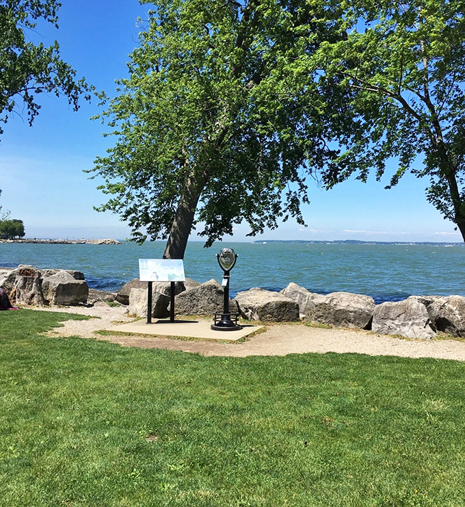 This lakeside viewpoint offers more than just pretty scenery&mdash;it's where history meets horizon with a pair of binoculars ready for your exploration.