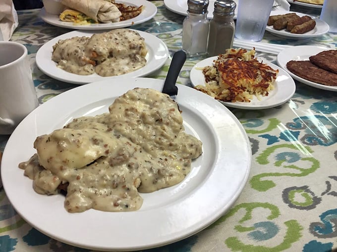 Biscuits and gravy so hearty they could fuel a marathon, though you'll more likely need a post-breakfast nap instead.