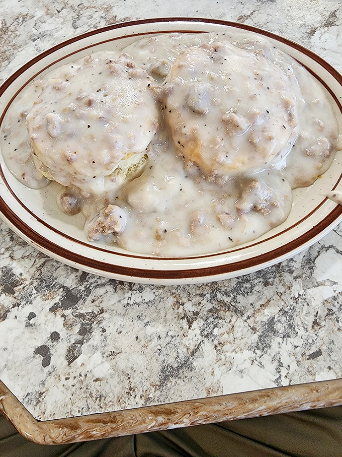 Biscuits and gravy so authentic they should come with their own Southern accent. Comfort food that hugs you from the inside out.