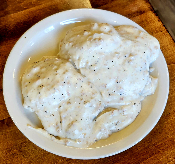 Biscuits and gravy: the Southern comfort classic that makes you want to adopt a drawl and buy a rocking chair for your non-existent front porch.