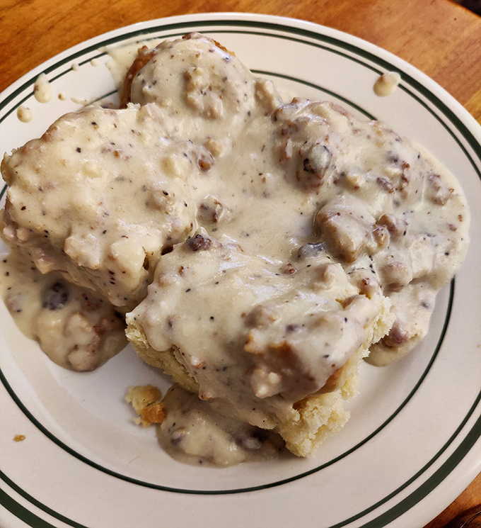 Biscuits and gravy &ndash; the cornerstone of any respectable diner breakfast. These fluffy islands swimming in peppery sausage gravy are what morning dreams are made of.