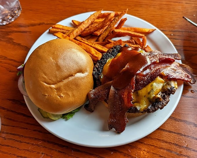 This isn't just a burger; it's Montana on a bun! Bison, bacon, and all the fixings come together in a flavor explosion that'll make your taste buds yodel. 