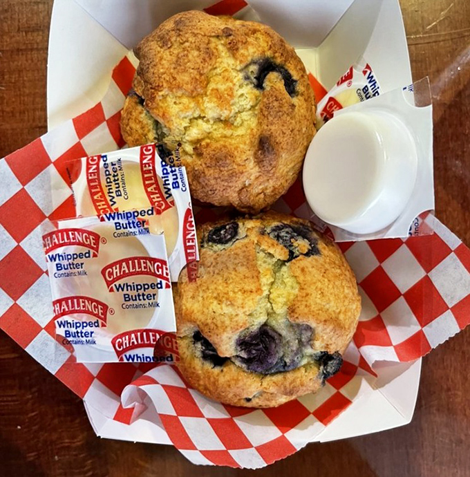 Blueberry cornbread muffins: where Southern comfort meets California innovation. The butter packets aren't suggestions&mdash;they're instructions.