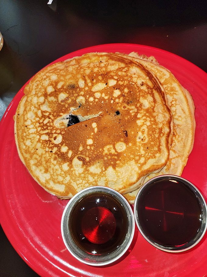 Blueberry pancakes that would make your grandmother jealous&mdash;perfectly golden with just the right amount of fluff factor and served with twin cups of syrup.