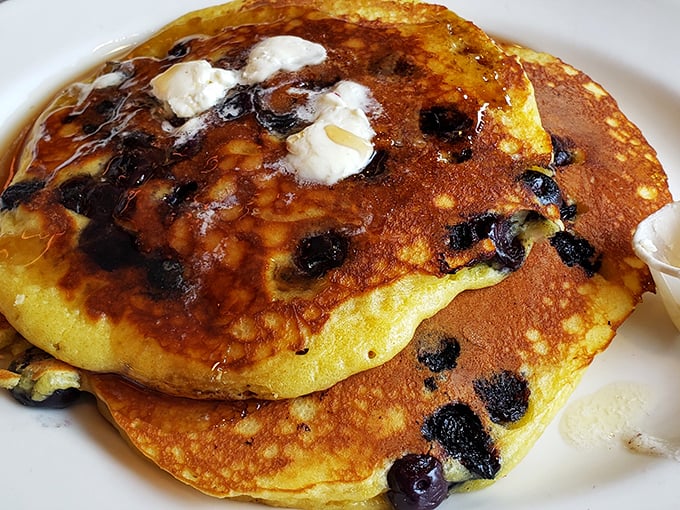 Blueberry pancakes that make you question why anyone would ever eat anything else for breakfast. Summer on a plate, any time of year.