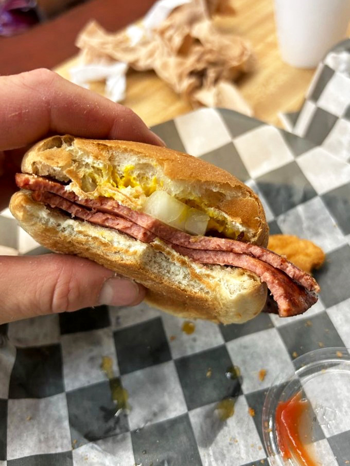 The humble bologna sandwich, elevated to cult status. Thick-cut, grilled to perfection, and making a compelling case for childhood favorites all grown up.