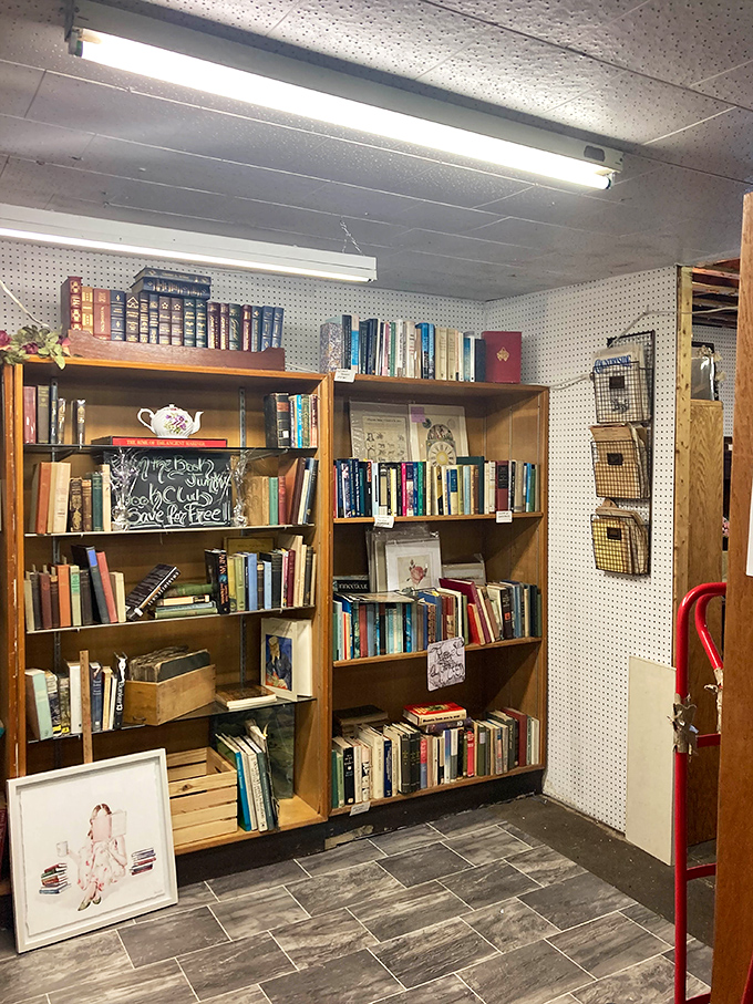 Wooden shelves lined with well-loved classics create a literary sanctuary where book lovers can breathe in that intoxicating old-paper perfume.