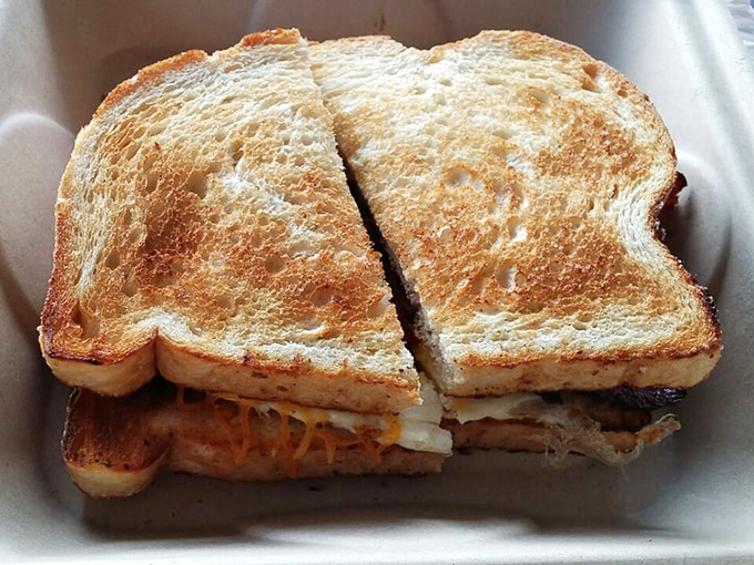 This golden-grilled breakfast sandwich isn't just a meal, it's architectural perfection&mdash;layers of melty goodness between perfectly toasted bread.