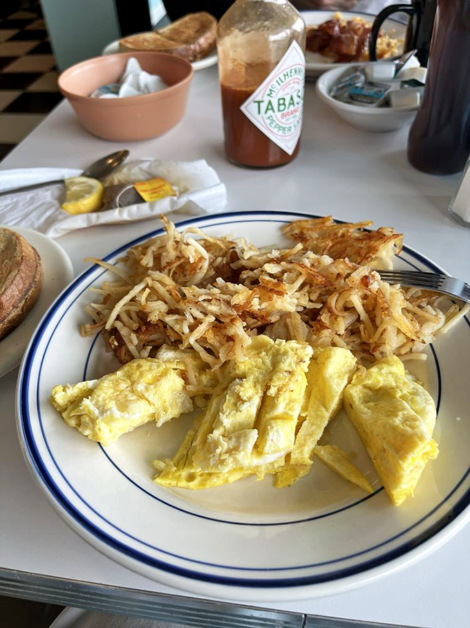 Breakfast perfection doesn't need filters &ndash; just perfectly scrambled eggs alongside hash browns crisped to that magical golden-brown sweet spot.