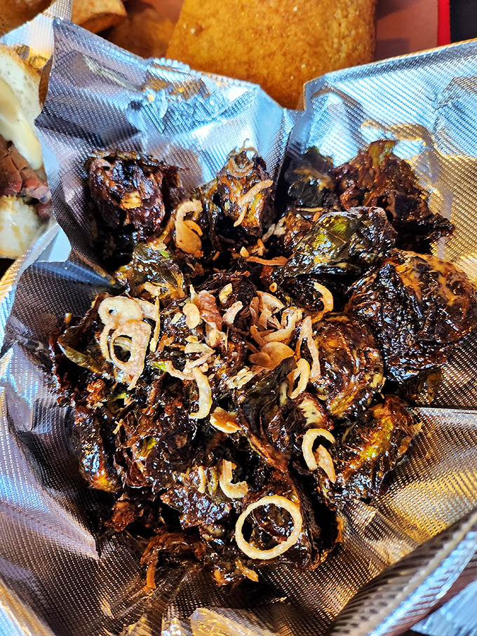 Brussels sprouts that have been transformed from childhood nightmare to adult obsession, caramelized and kissed with smoky goodness.