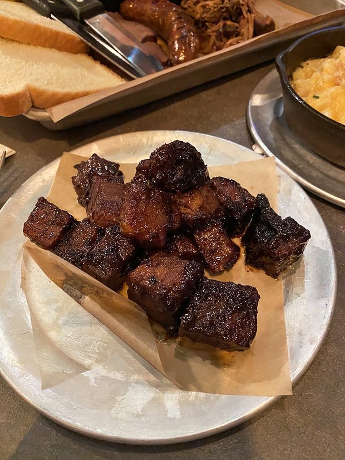 Burnt ends: where "burnt" becomes the highest compliment a piece of meat can receive.