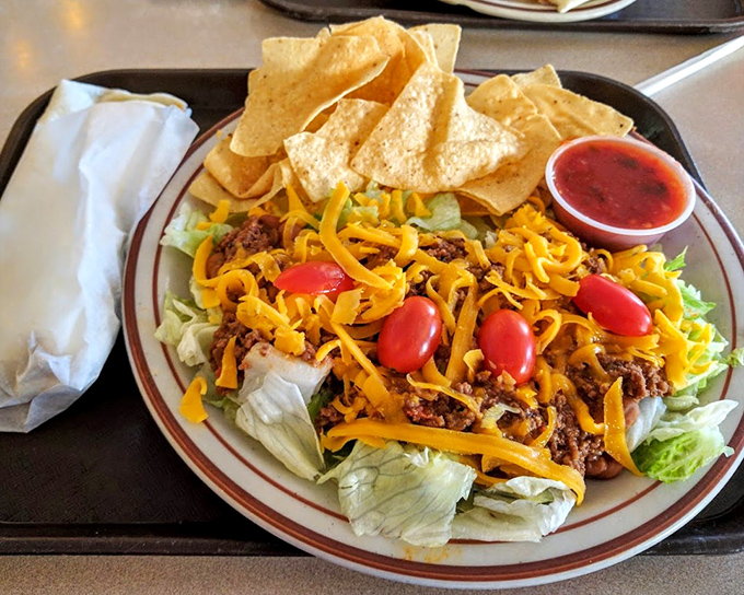 The humble taco gets the New Mexico treatment with fresh ingredients and a generous helping of cheese that melts just right.