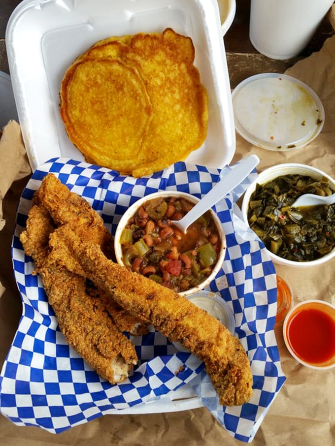 Fried chicken that achieves that mythical balance&mdash;shatteringly crisp exterior giving way to juicy meat within. The gravy cup is not optional.