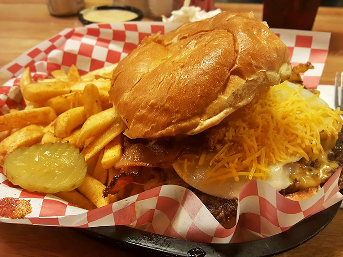 This isn't just a cheeseburger&mdash;it's a towering monument to excess that makes you wonder if you should eat it or apply for a building permit.