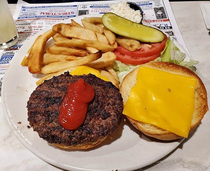 A cheeseburger so classic it should come with its own leather jacket and rebellious attitude. James Dean would approve.