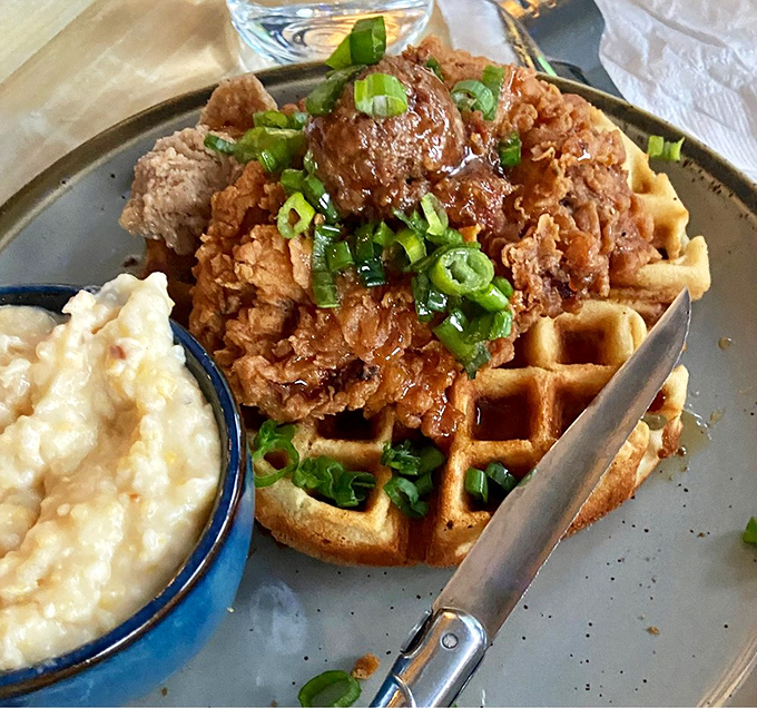 Chicken and waffles &ndash; where Southern comfort meets breakfast rebellion in a dish that says "rules are meant to be deliciously broken."