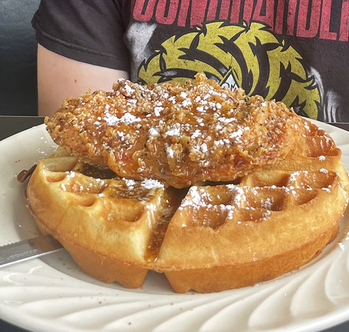 The chicken and waffle situation that ruins diets and creates memories. That golden-fried chicken perched on a Belgian waffle is worth every calorie.