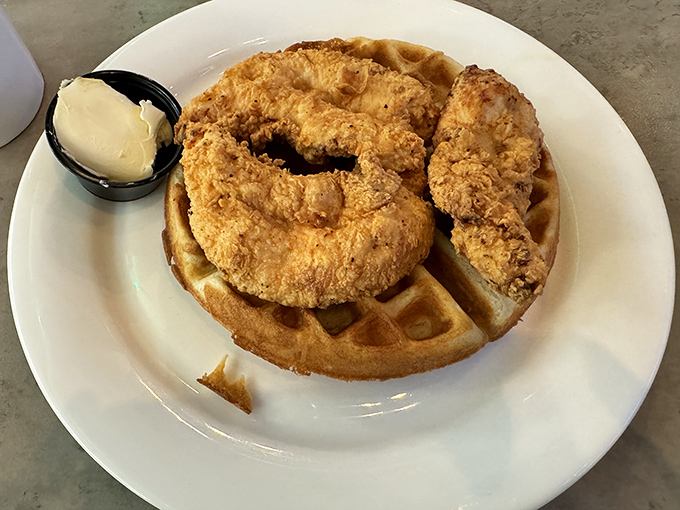 Chicken and waffles&mdash;the breakfast-dinner hybrid that proves some of the best relationships are unexpected. That golden-fried chicken perched atop a waffle is pure romance.