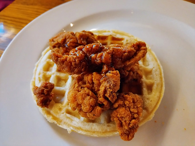 Chicken and waffles: the breakfast-dinner hybrid that proves some of the best relationships are unexpected ones. Crispy meets fluffy in perfect harmony.