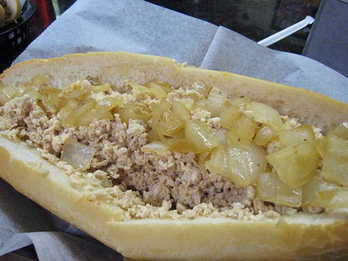 The often-overlooked chicken cheesesteak deserves its moment in the spotlight. Caramelized onions and chopped meat create textural harmony in every bite.