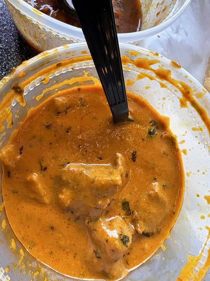 A plastic spoon has never looked so outmatched&mdash;this chicken curry demands respect and possibly a moment of silent appreciation.