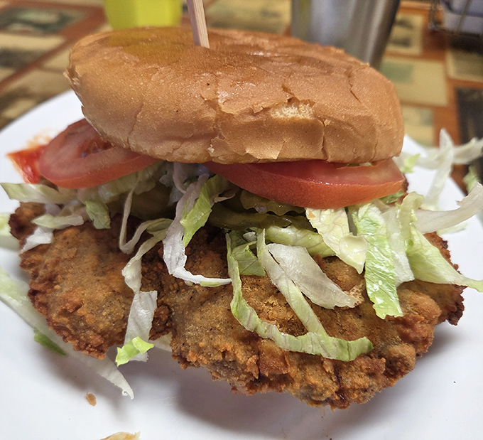 This isn't just a chicken sandwich &ndash; it's a crispy, golden monument to comfort food that makes salads everywhere feel inadequate.