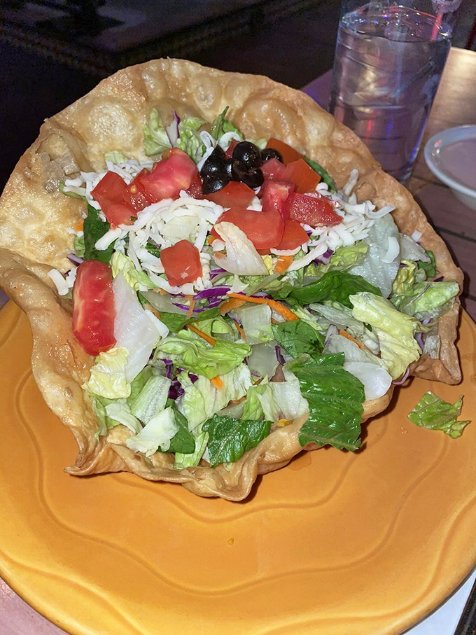 When a taco and a salad have a beautiful baby. The crispy shell is just showing off at this point.