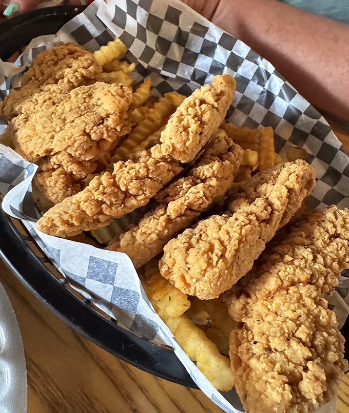 Chicken tenders that actually deserve their name—tender inside, audibly crunchy outside, and impossible to share without regret.