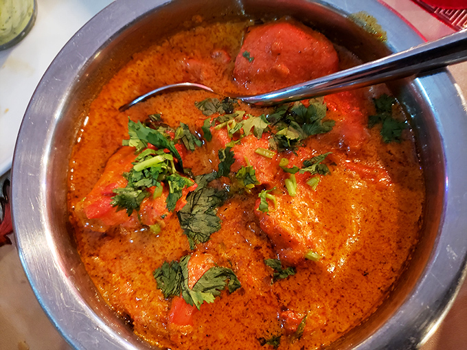 Chicken tikka masala glowing with spices and tomatoes, ready to make your naan earn its keep tonight.