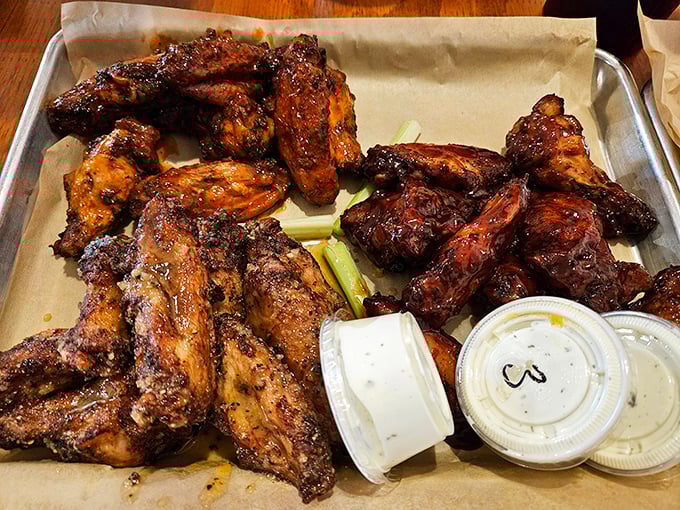 Wings with the perfect bark-to-bite ratio. That celery isn't fooling anyone&mdash;we're not here for the vegetables.