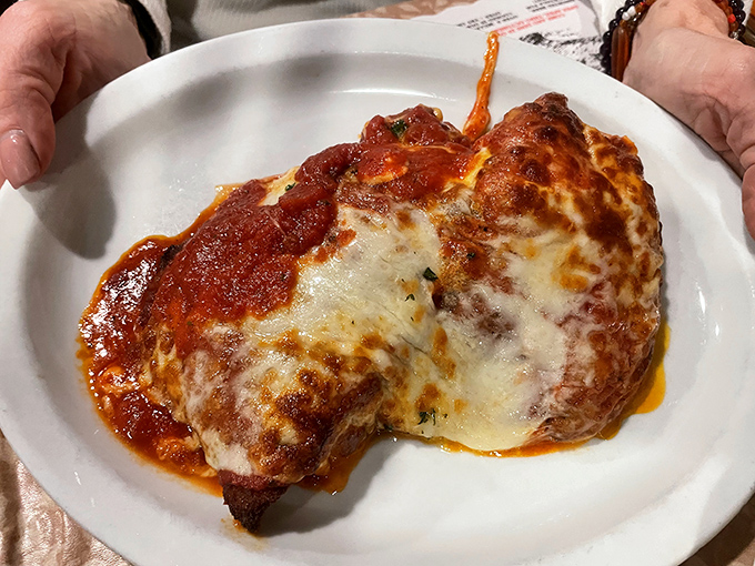 Chicken Parmesan that could make your Italian grandmother weep with joy&mdash;crispy exterior, tender inside, and smothered in that signature red sauce.