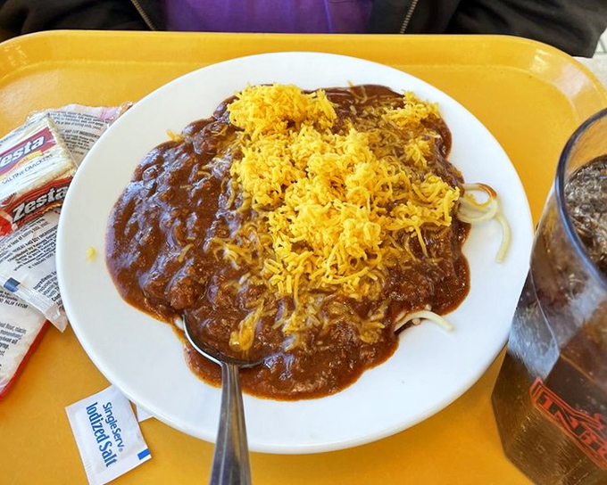 Cincinnati has nothing on this hearty 5-Way Chili&mdash;a glorious mess of spaghetti, beans, and beef topped with a sunshine-bright crown of shredded cheddar.
