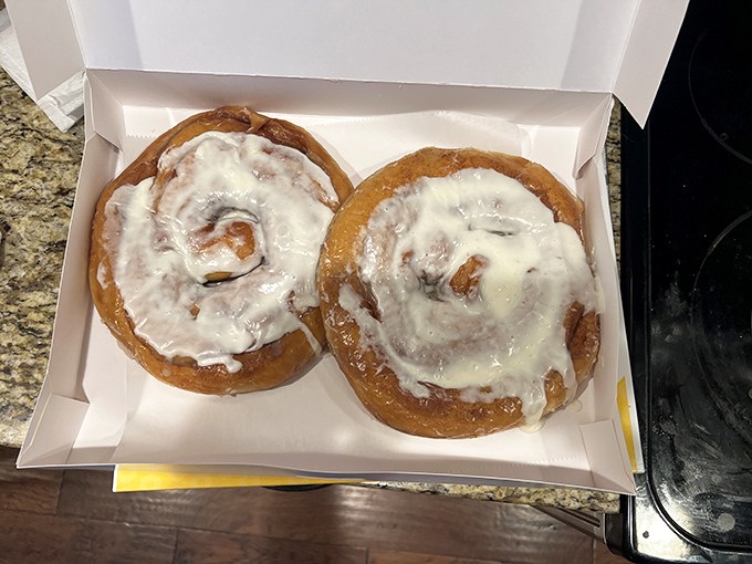 Cinnamon rolls frosted to perfection&mdash;the spiral pattern hypnotizing you into believing calories don't count before 10 AM.