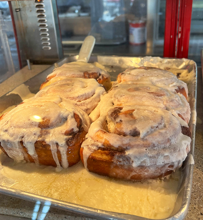 Cinnamon rolls that could make a pastry chef weep with joy, their spiral design hypnotizing you into ordering seconds.
