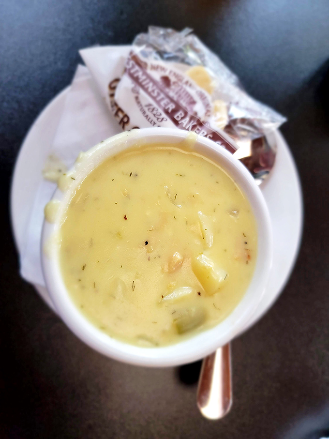 A bowl of clam chowder so creamy and rich, you'll want to ask the chef for adoption papers.