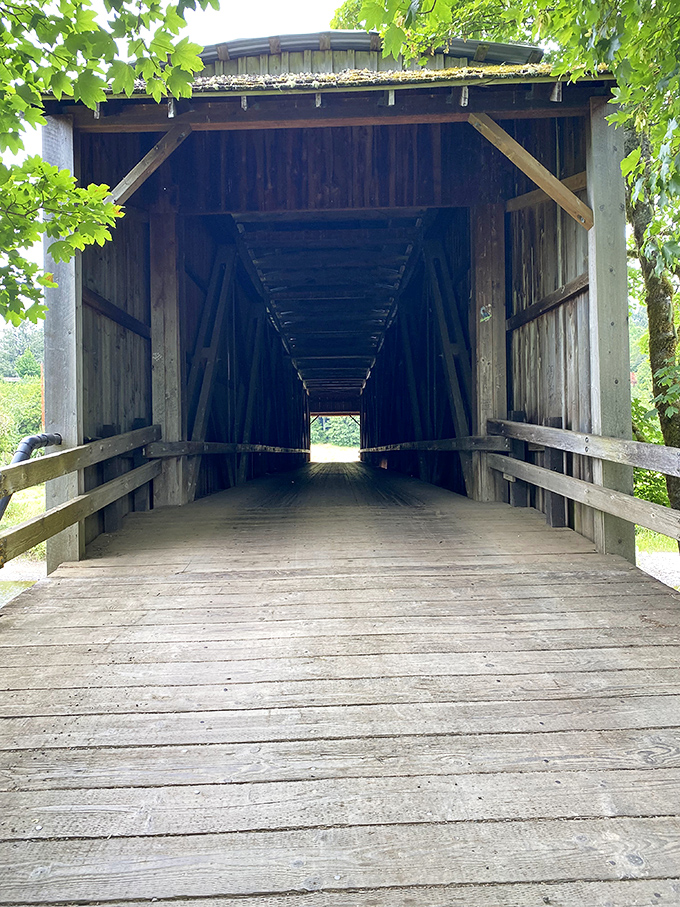 The entrance invites you into what feels like a wooden time machine. Each board and beam tells part of Washington's transportation story.