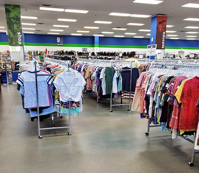 The clothing department rivals boutique organization with its color-coded system. Fashion archaeology at its finest, no Indiana Jones hat required.
