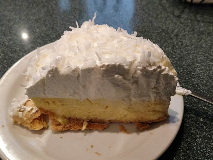 Coconut cream pie that would make your grandmother both jealous and proud&mdash;a cloud of whipped cream atop sunshine-yellow filling.