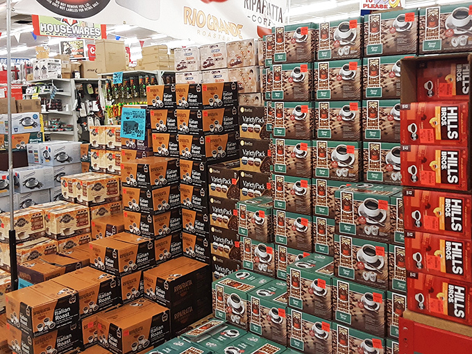 Coffee paradise or caffeine cathedral? Either way, these towers of K-cups and coffee boxes would make any morning person weak at the knees.